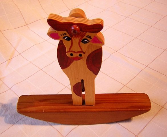 Rocking cow wooden toy for child or adult great desk toy hc1635