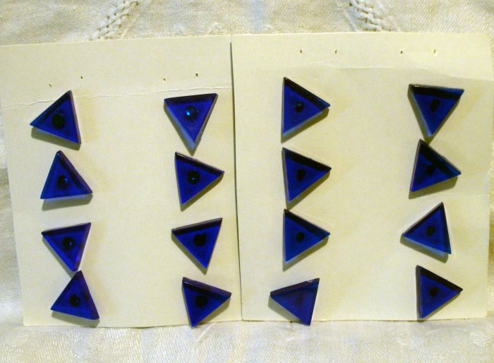 Apothecary blue triangle buttons studs pinch pin backs plastic sewing ...