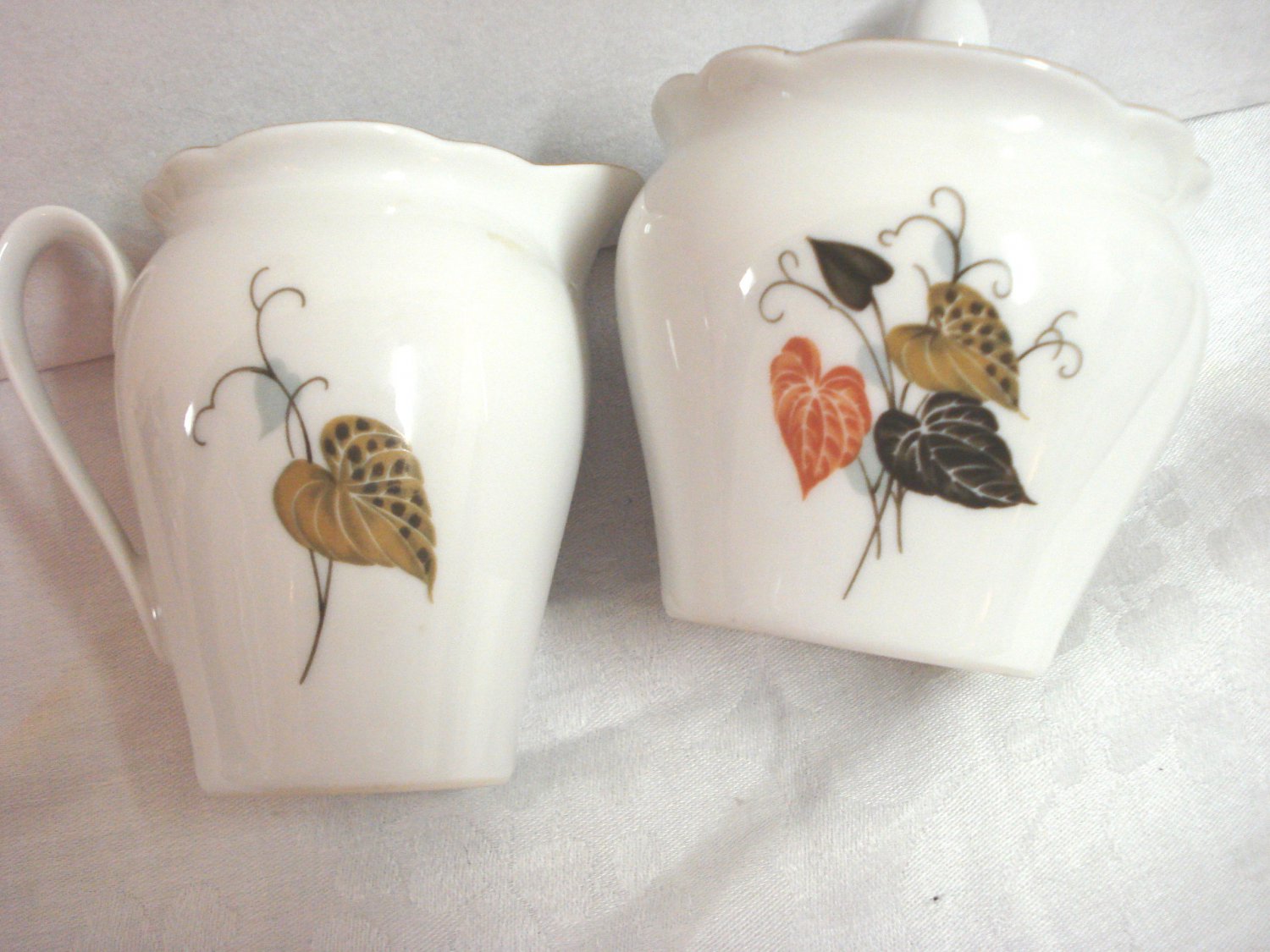 Kahla porcelain creamer and sugar bowl leaf motif GDR perfect vintage ...