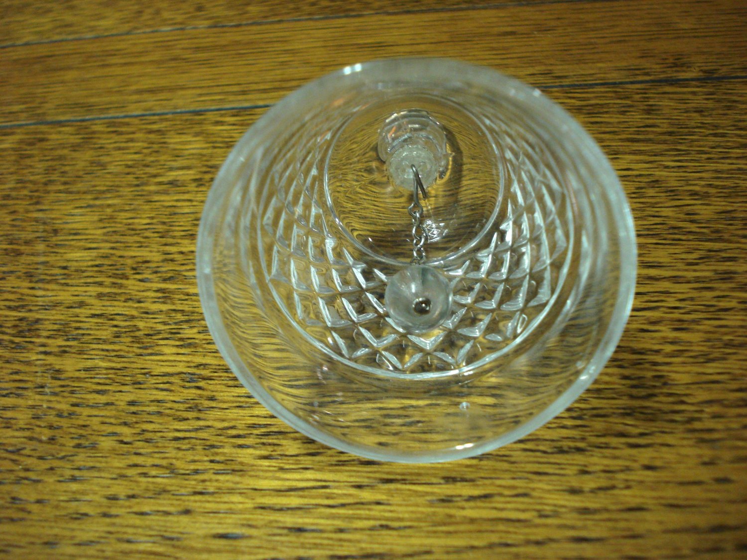 Small pressed clear glass bell glass clapper 4 inches diamond pattern ...