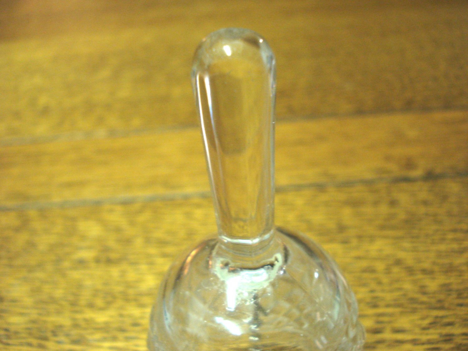 Small pressed clear glass bell glass clapper 4 inches diamond pattern ...