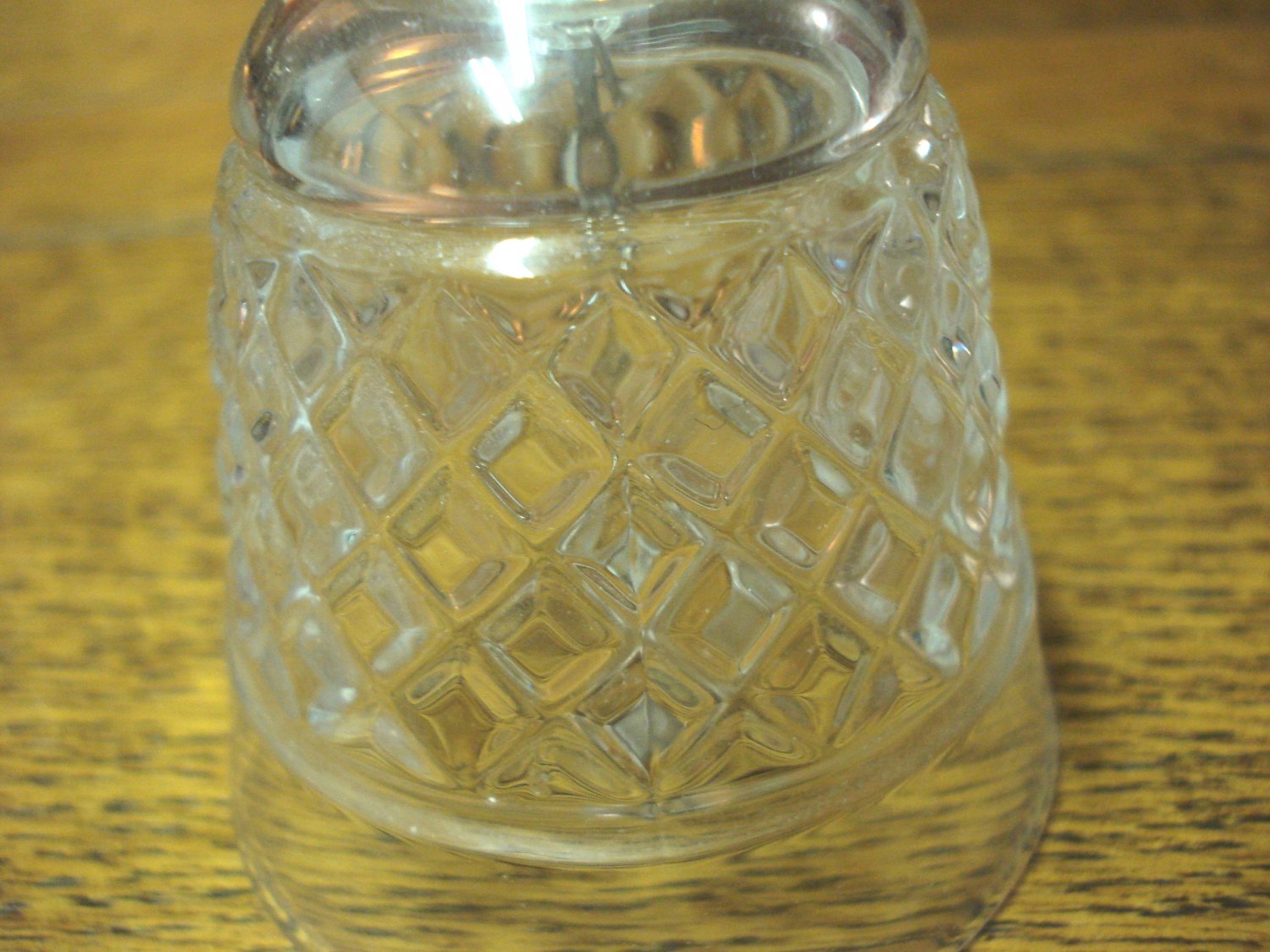 Small pressed clear glass bell glass clapper 4 inches diamond pattern ...