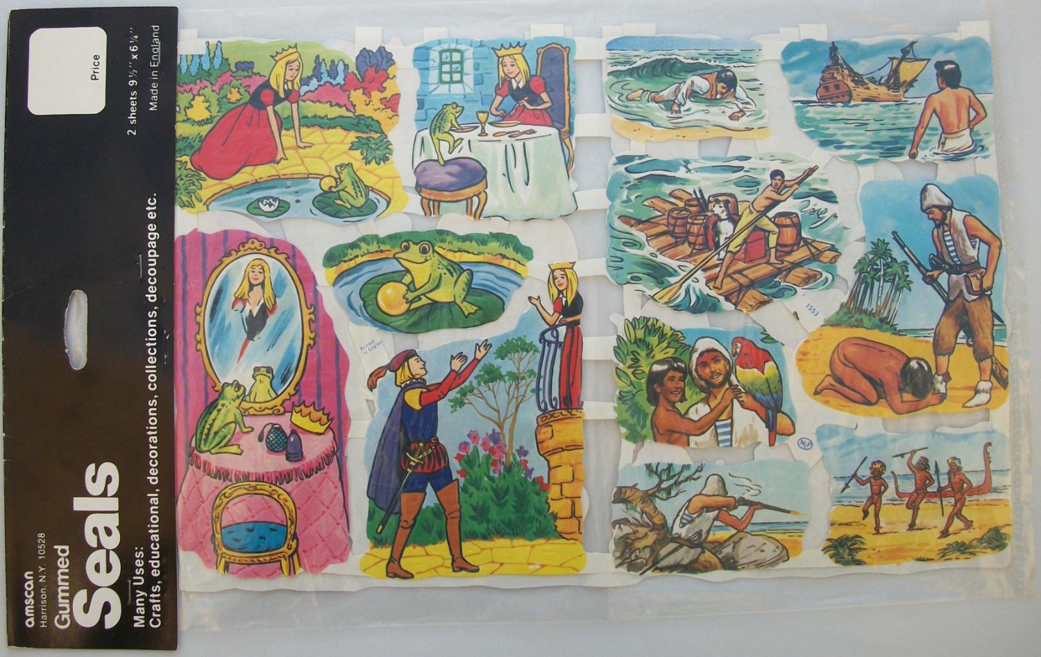 Vintage Snow White Seven Dwarfs Princess Frog Amscan Gummed Seals ...