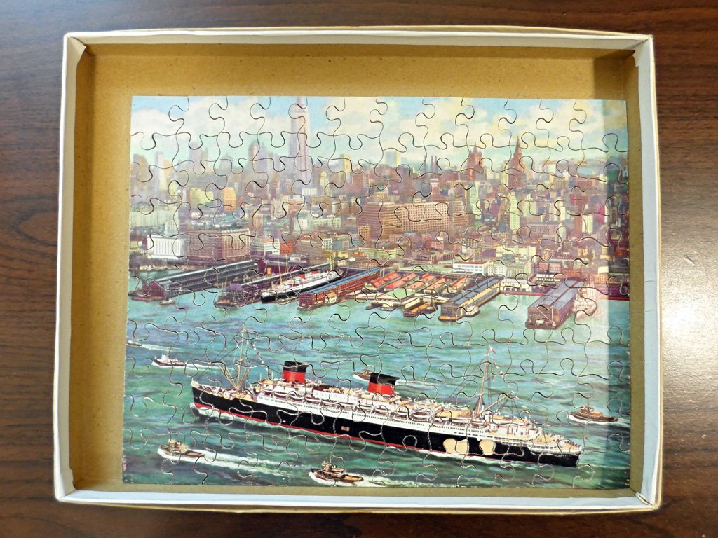 Vintage “Victory” Wood Jig-Saw Puzzle of New York Harbour (1950s)