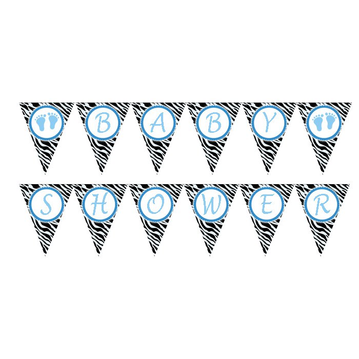 Printable Zebra Flag Banner Birthday Party Baby Bridal Shower Print ...