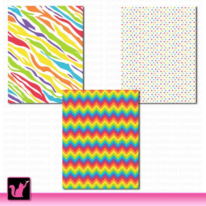 Rainbow clipart digital printable background paper graphics