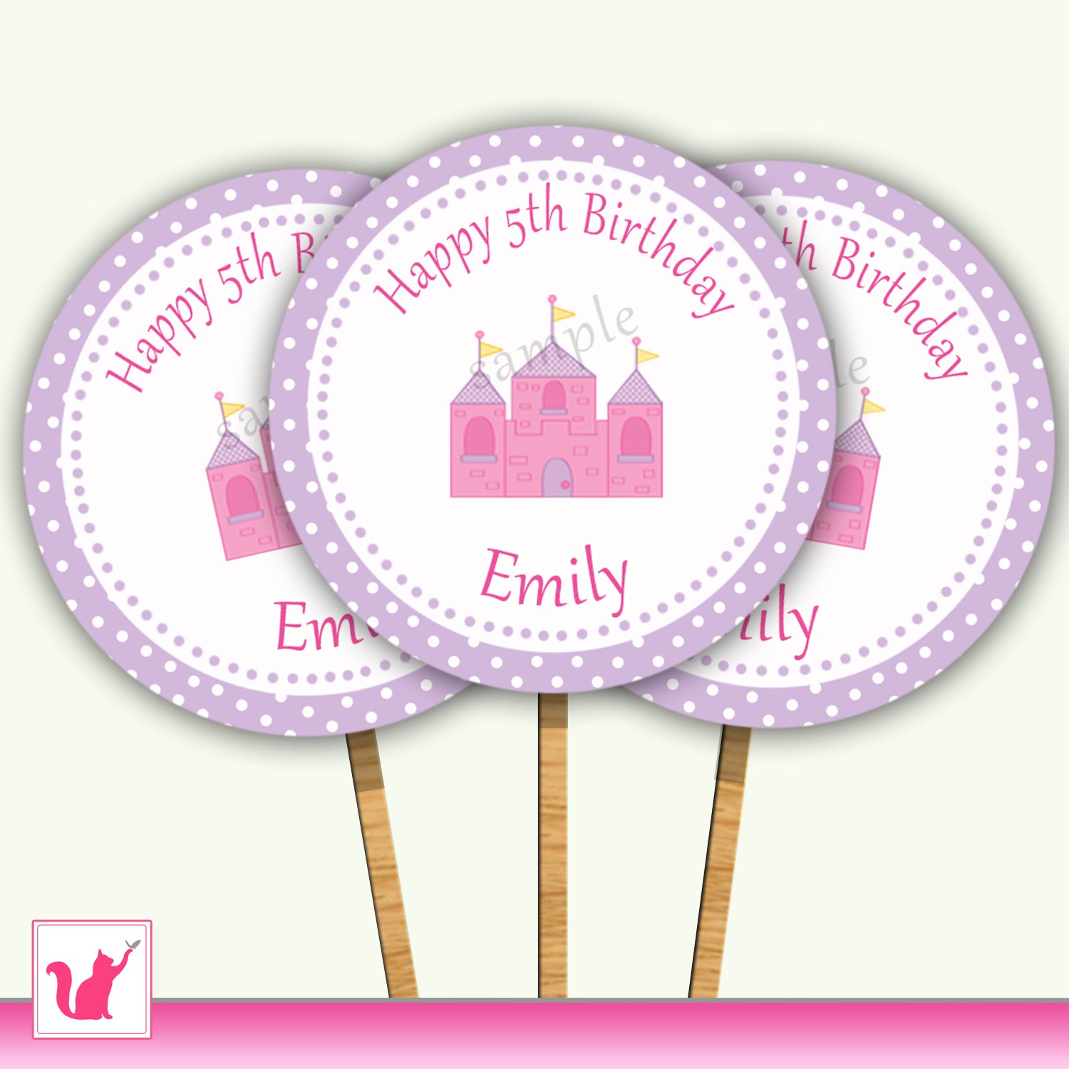 Printable Personalized Princess Castle Cupcake Topper