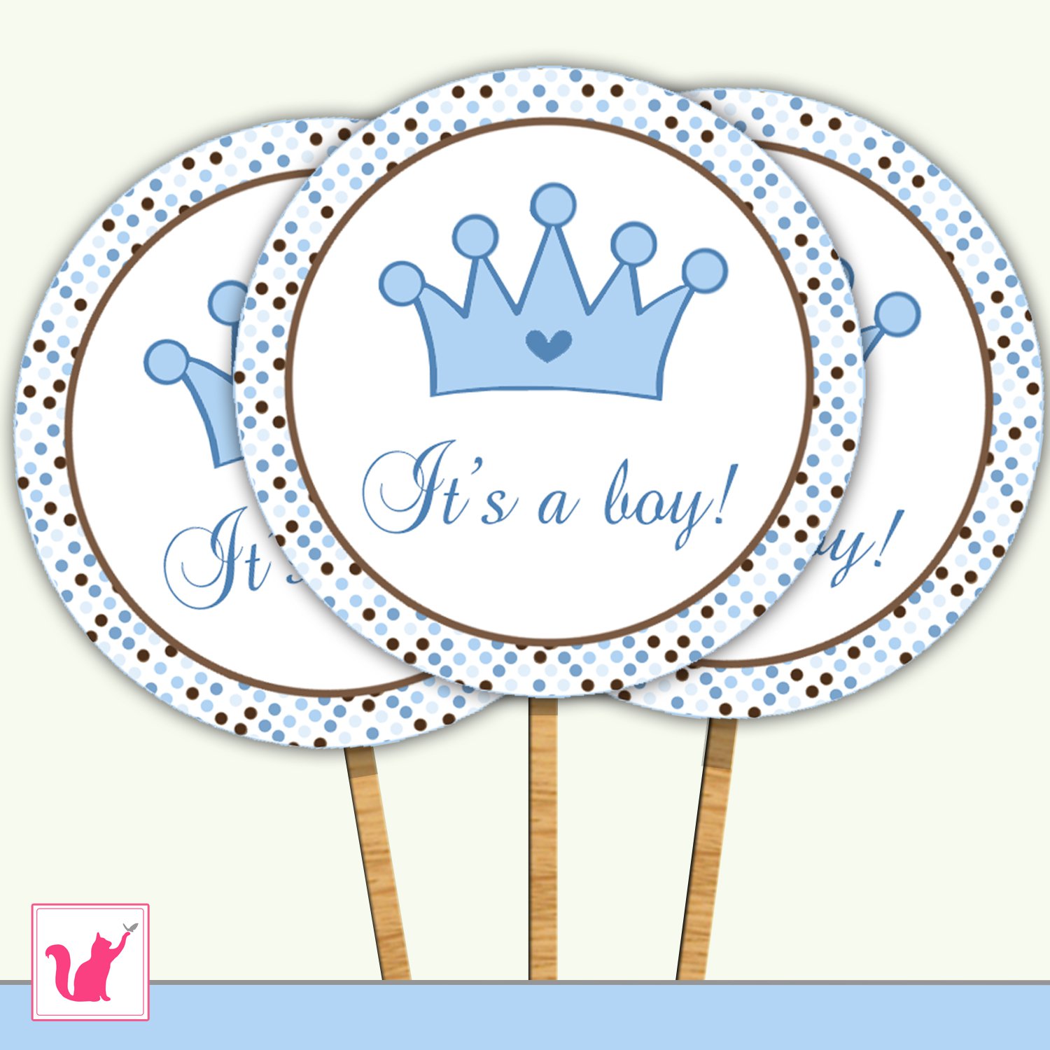 Printable Cute Prince Cupcake Topper - Baby Shower Birthday