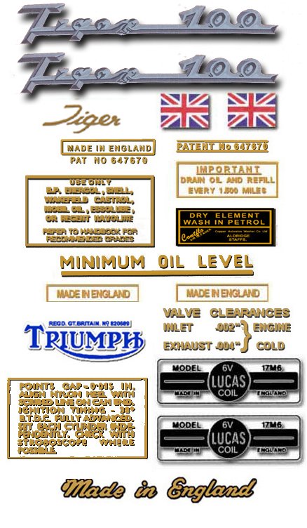 T100 SC: 1962-66 -DESERT SLED DECALS- Triumph Tiger