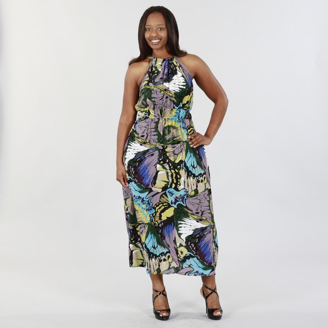 Mlle Gabrielle Plus Size Maxi Dress with Halter Styling