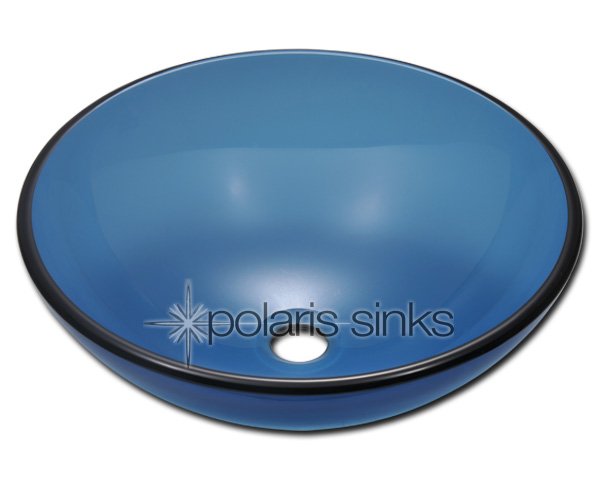 Glass P 106 Aqua Colored Vessel Sink