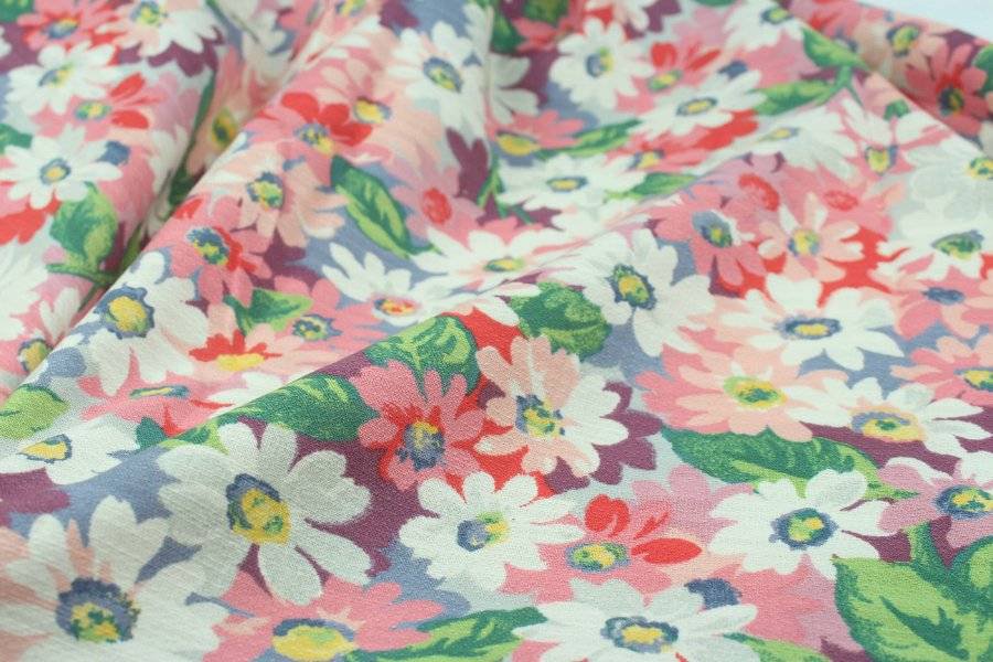 Pastel Painted Daisy 1 M Textured Jacquard Cotton Cath Kidston