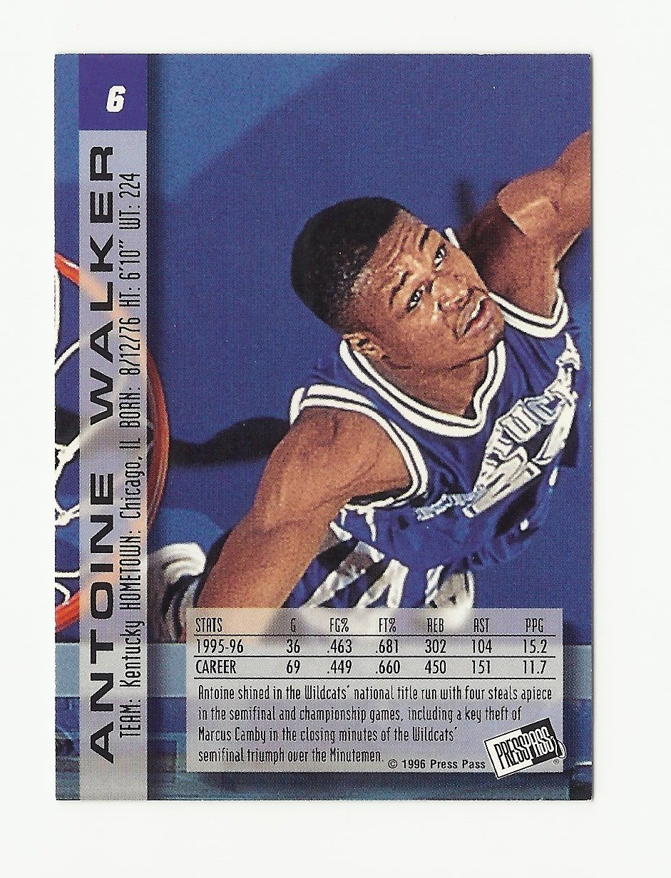 Antoine Walker 1996-97 Press Pass Draft Pick Rookie Card #6 Boston Celtics