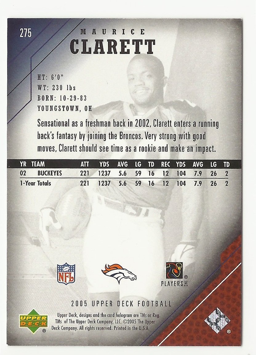 Maurice Clarett 2005 Upper Deck Star Rookie Card #275 Denver Broncos