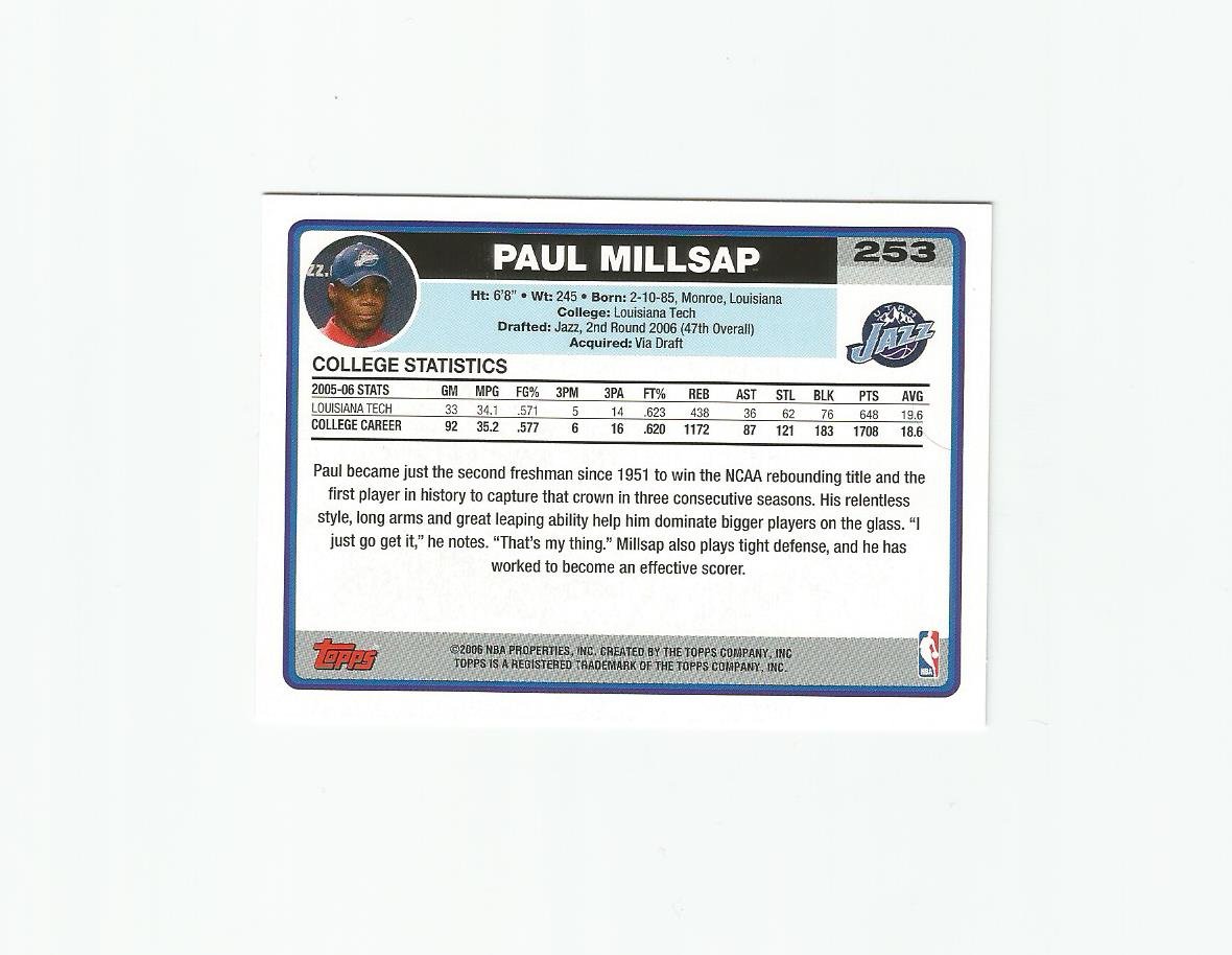 Paul Millsap 2006-07 Topps Rookie #253 Utah Jazz/Atlanta Hawks