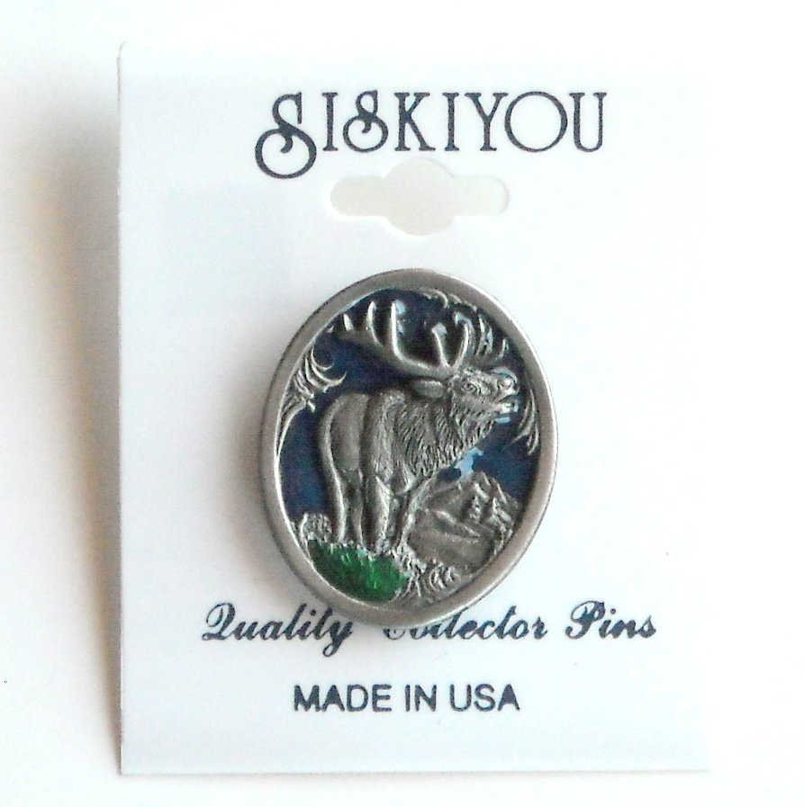 Six Point Elk Bull Siskiyou Pewter Tie Tac Hat Lapel Pin