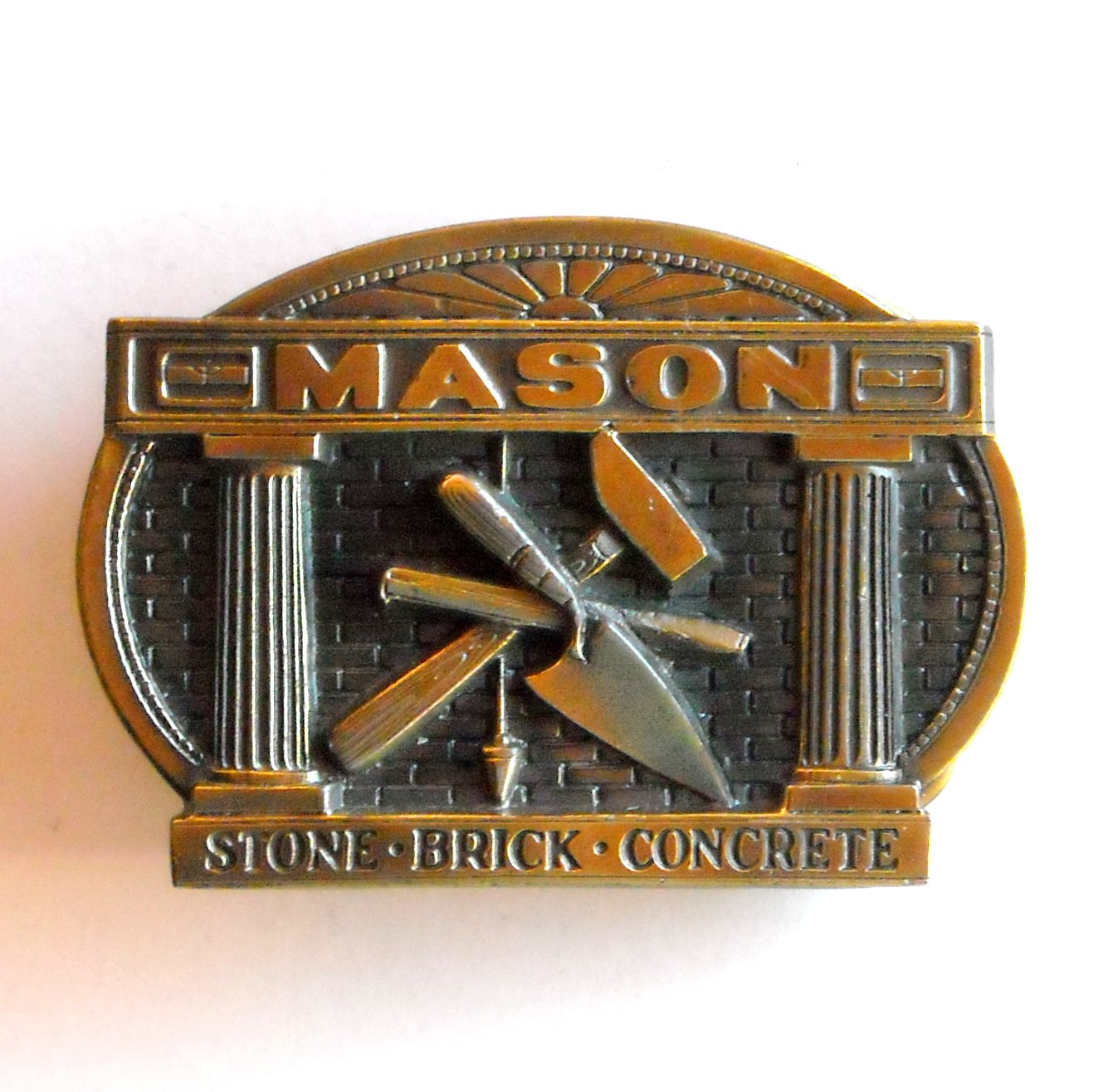 Mason Stone Brick Concrete brass GAB belt buckle