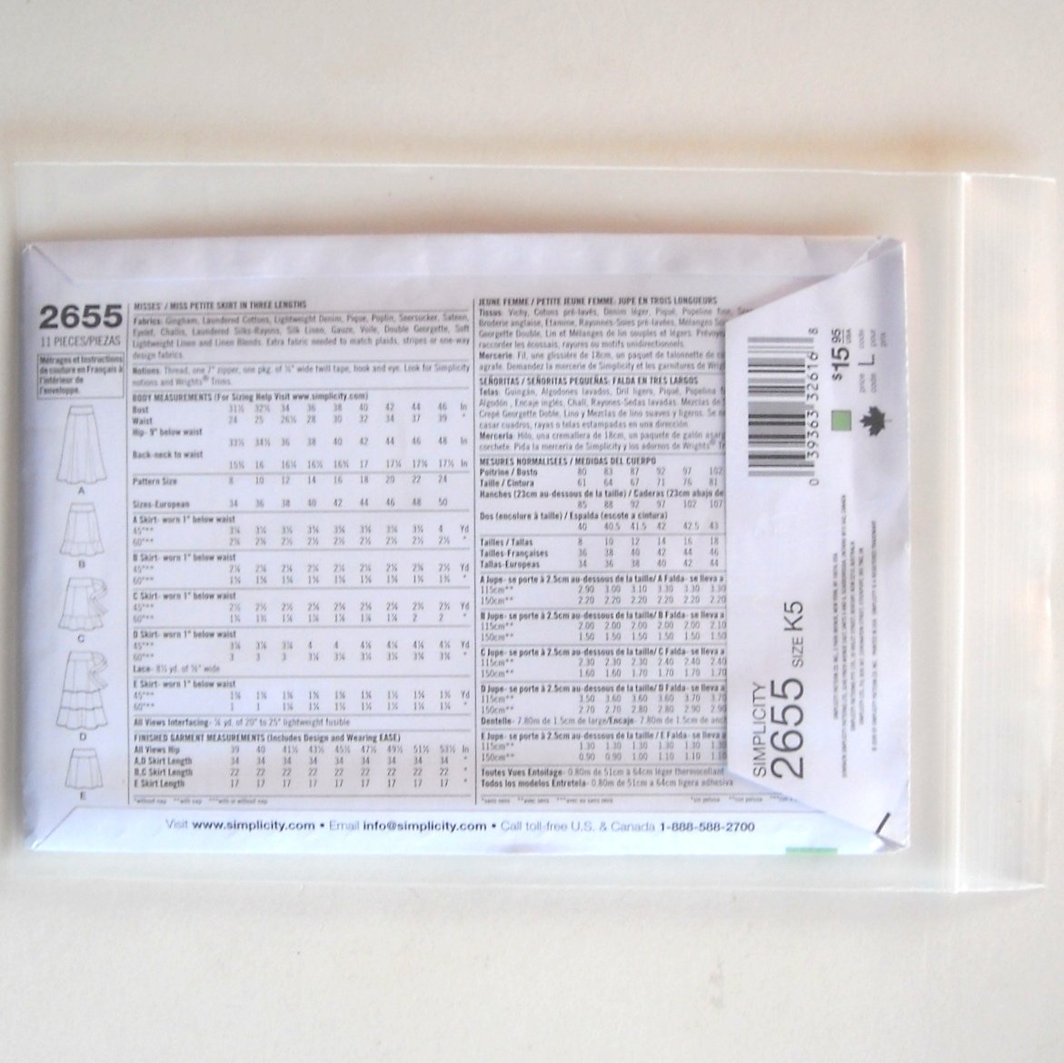 Misses Petite Skirt Easy To Sew Size K5 8 - 16 Simplicity Sewing ...