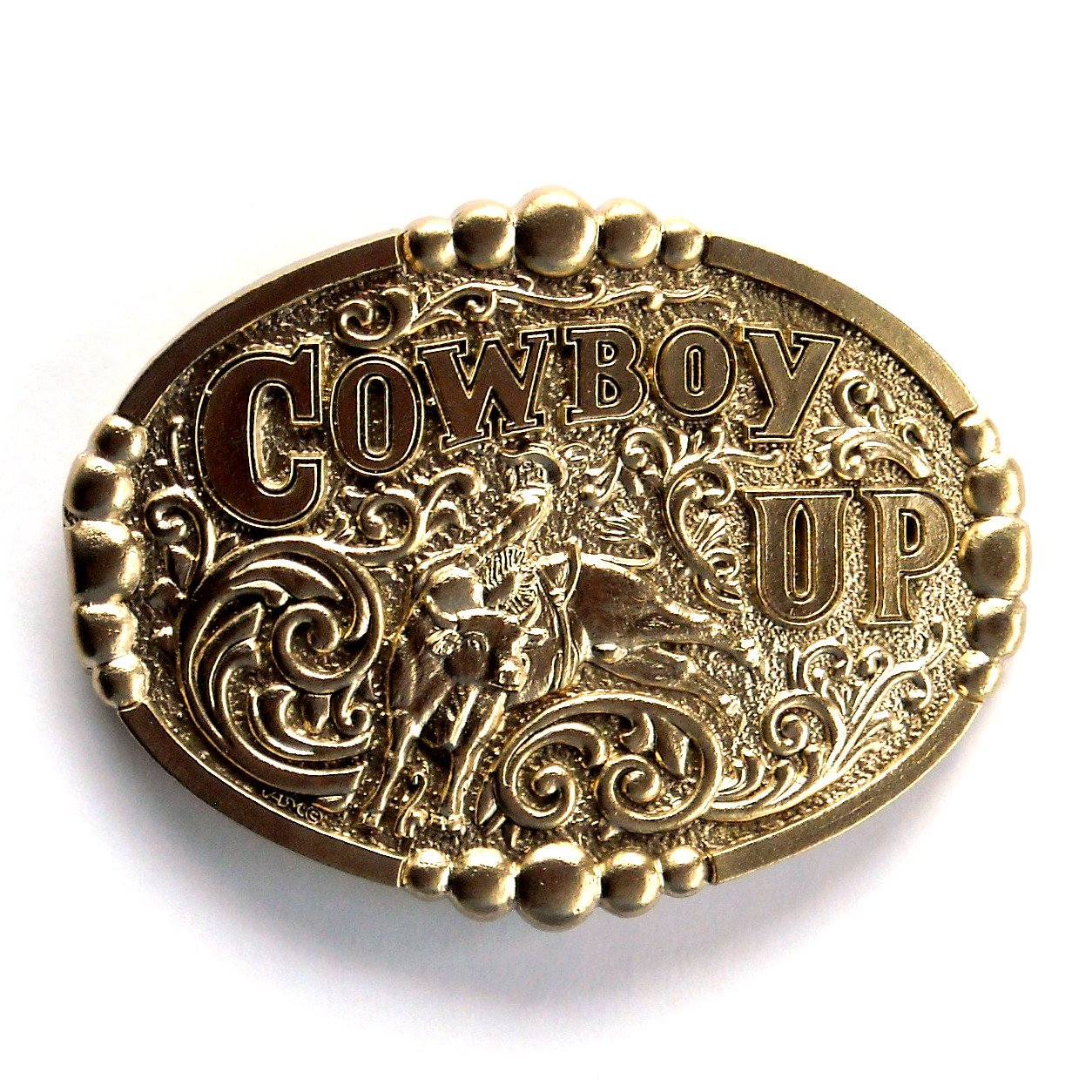 Cowboy Up Bull Rider Award Design Solid brass belt buckle