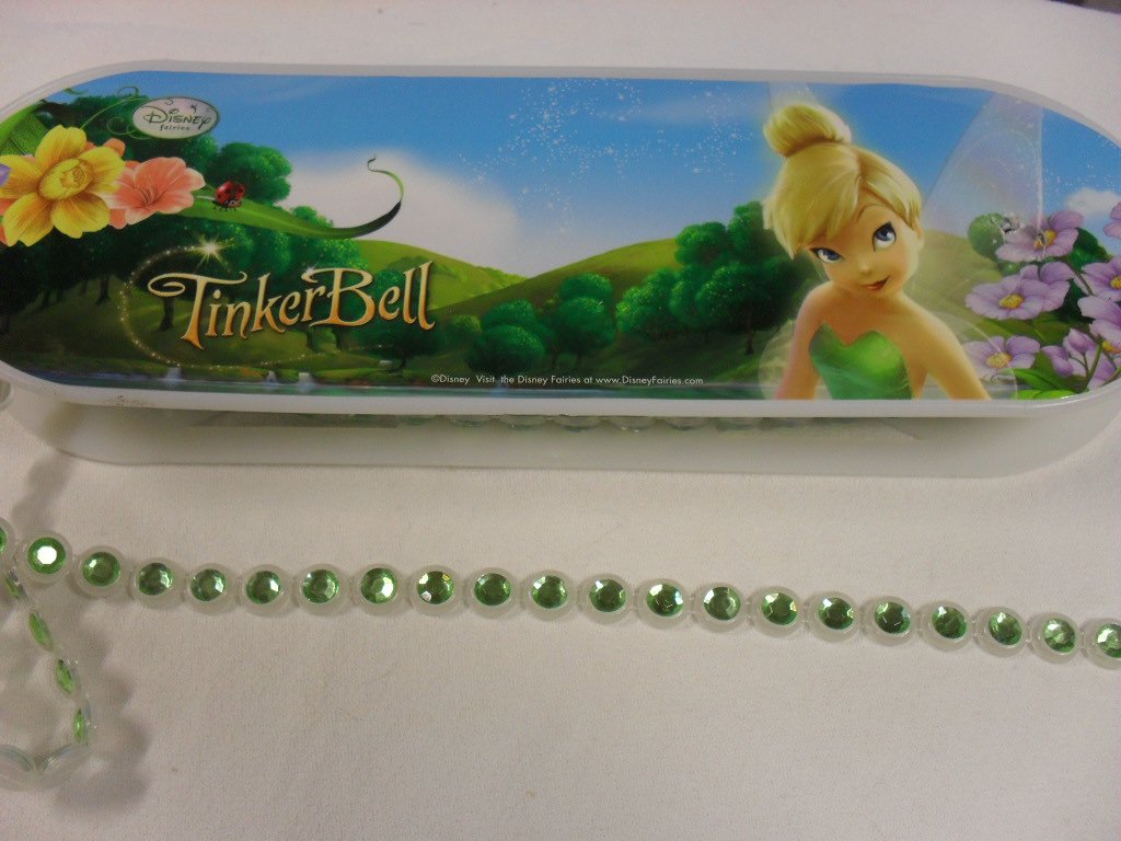 Disney Trim Green Acrylic Rhinestone Tinkerbell 7/16" - by the yard
