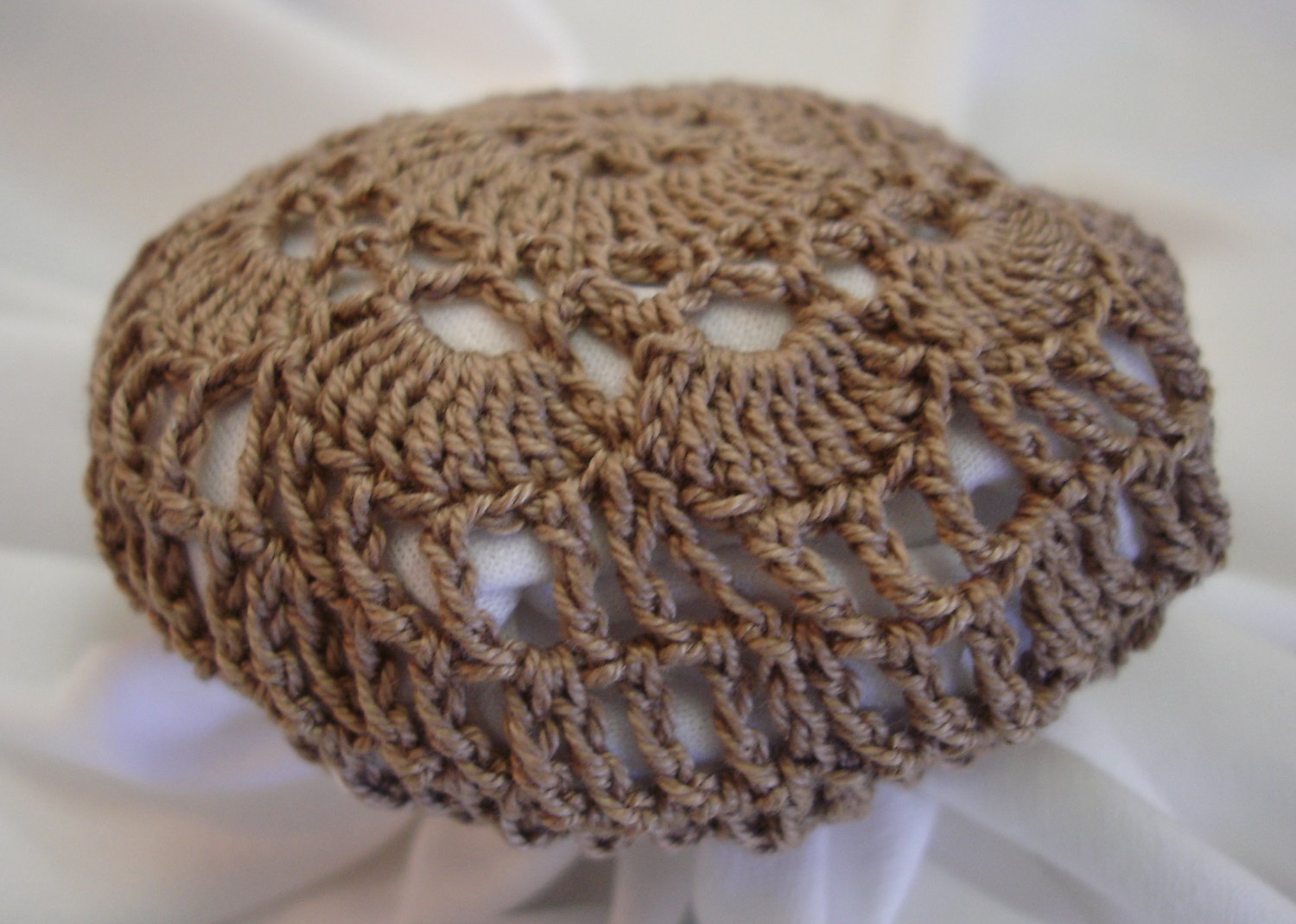 Hand Crocheted Light Brown Hair Net / Bun Cover Flower Style Amish ...