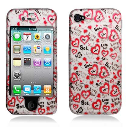 Hard Plastic Rubber Feel Design Case for Apple iPhone 4/4S - Love You