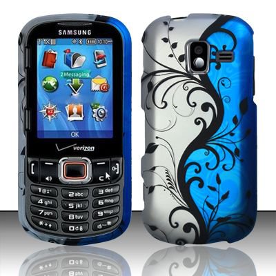 Blue Vines Hard Plastic Rubberized Design Case for Samsung Intensity ...