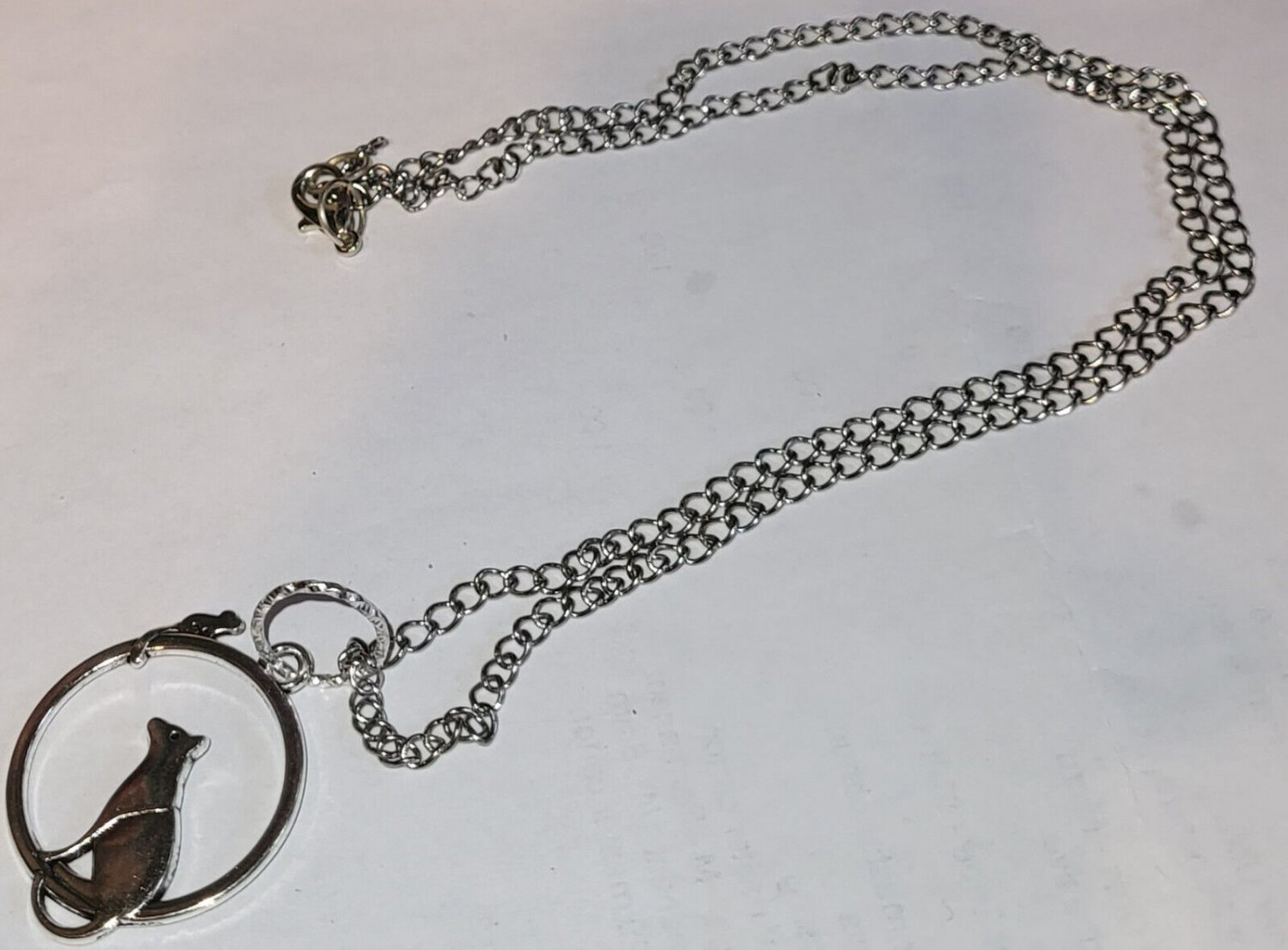 Silver chain necklace with cats