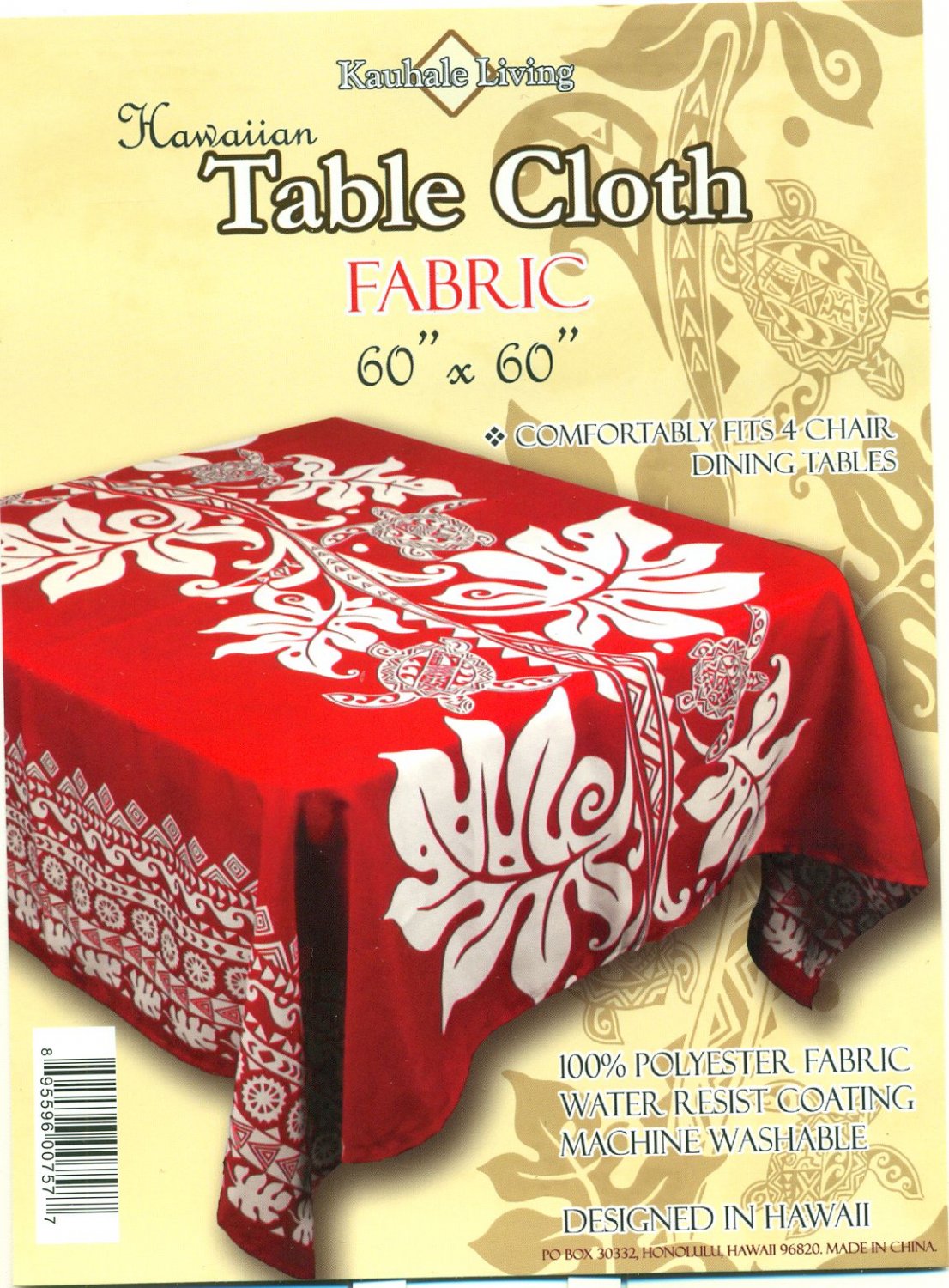 Hawaiian Tropical Fabric Tablecloth 60-inch By 60-inch (Honu Turtle and ...