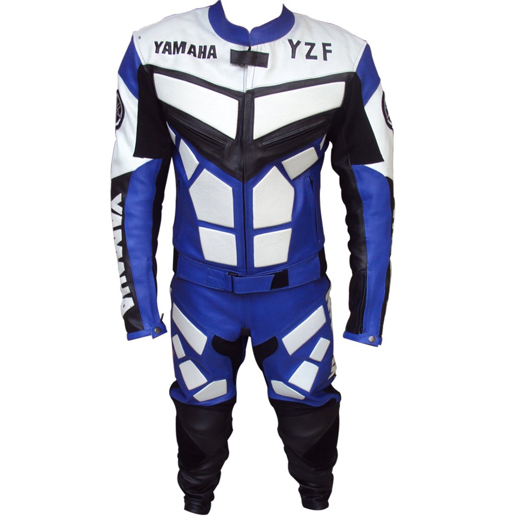 YAMAHA RACING LEATHER MOTOR BIKE MOTORCYCLE SUIT ALL SIZE WITH ANY LOGO