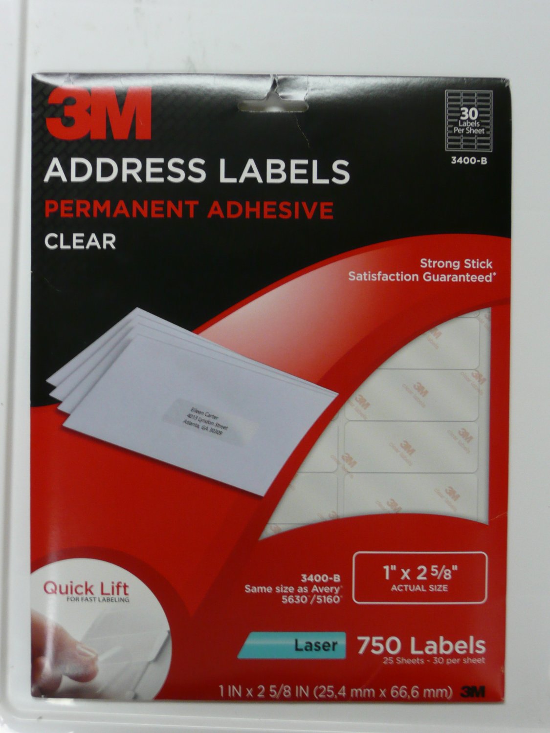 3M Address Labels Clear Laser 750 pk 1 X 2 5 8 3400 B Similar To 