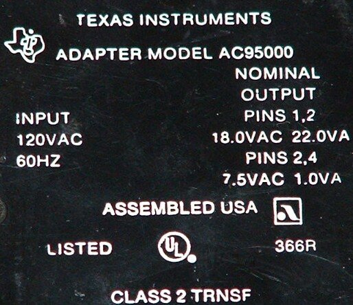 TI-99/4A Power Supply - AC95000