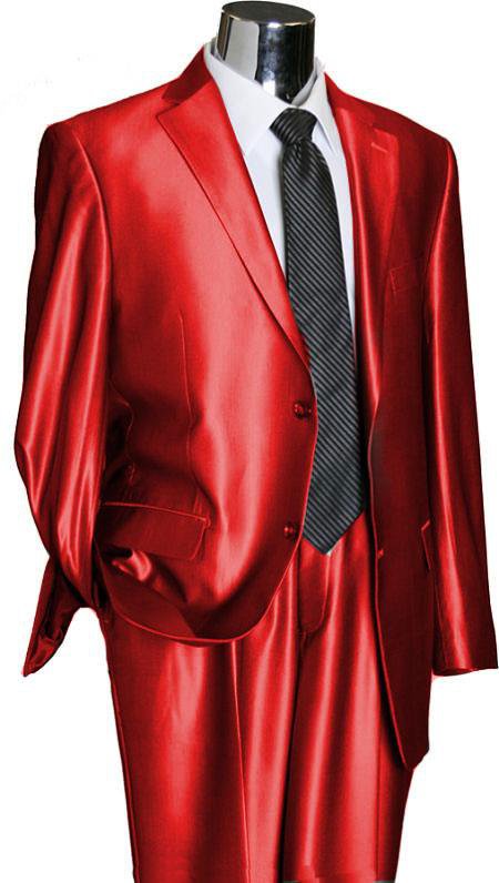 Utex Shiny 2 Button Red Tnt Sharkskin Mens Suit