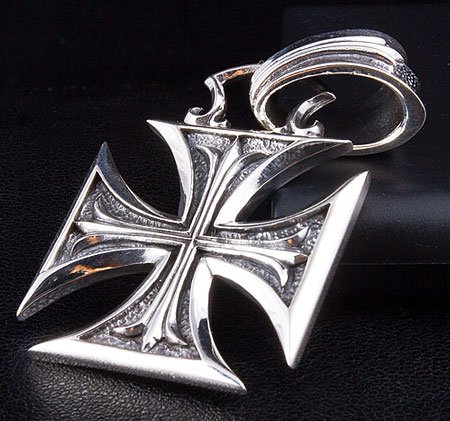 CHOPPER IRON CROSS HEAVY SOLID STERLING SILVER PENDANT