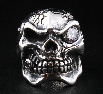 DIAMOND HEAVY MAFIA SKULL STERLING SILVER RING ALL SIZES