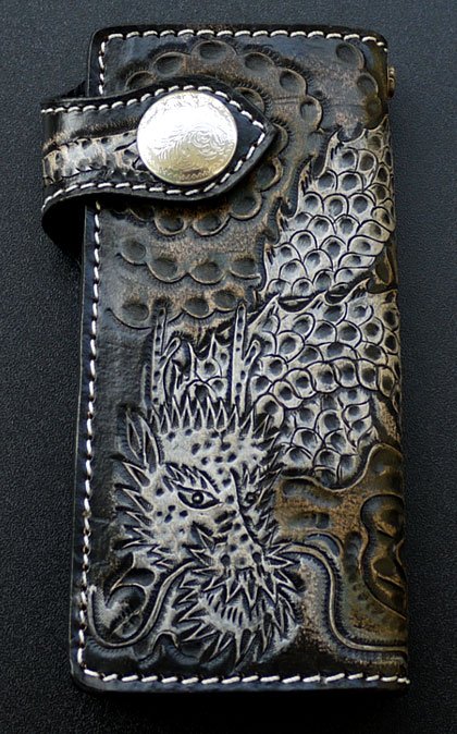 JAPANESE DRAGON TATTOO GENUINE LEATHER LONG WALLET