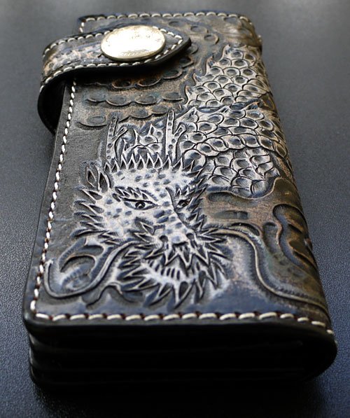 JAPANESE DRAGON TATTOO GENUINE LEATHER LONG WALLET