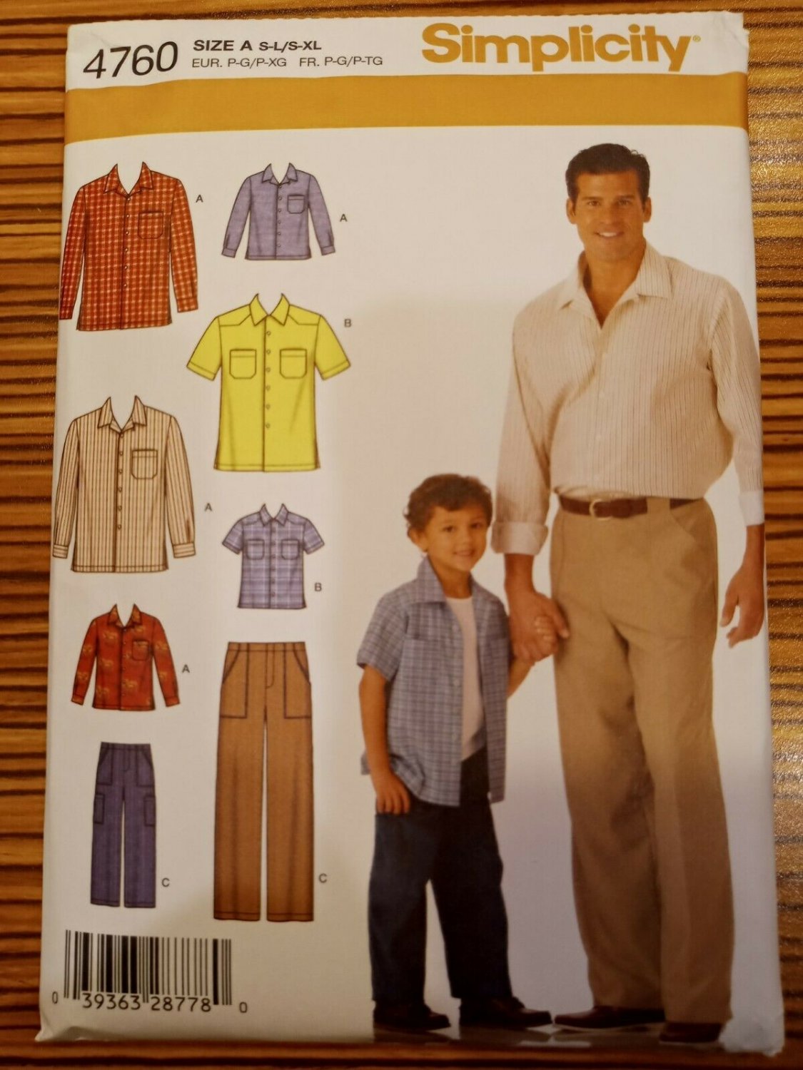 Simplicity 4760 Mens and Boys Sewing Pattern Pants Shirt Size S to XL ...