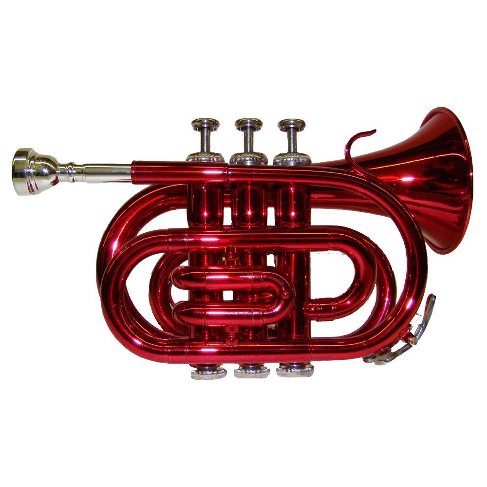 WD480RD B Flat Red Pocket Trumpet with Case