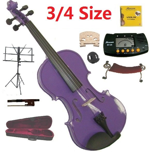 Rugeri 3/4 Size Purple Violin+Case+Bow+2Sets String,2Bridges,Shoulder ...
