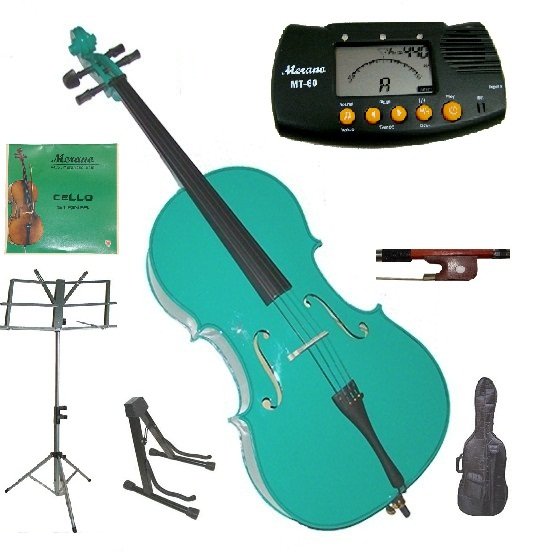 Rugeri MC100GR 1/4 Size Green Cello with Carrying Bag