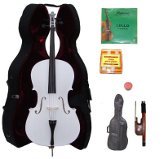 Merano 4/4 Size White Cello with Hard Case+Soft Carrying Bag+Bow+2 Sets ...