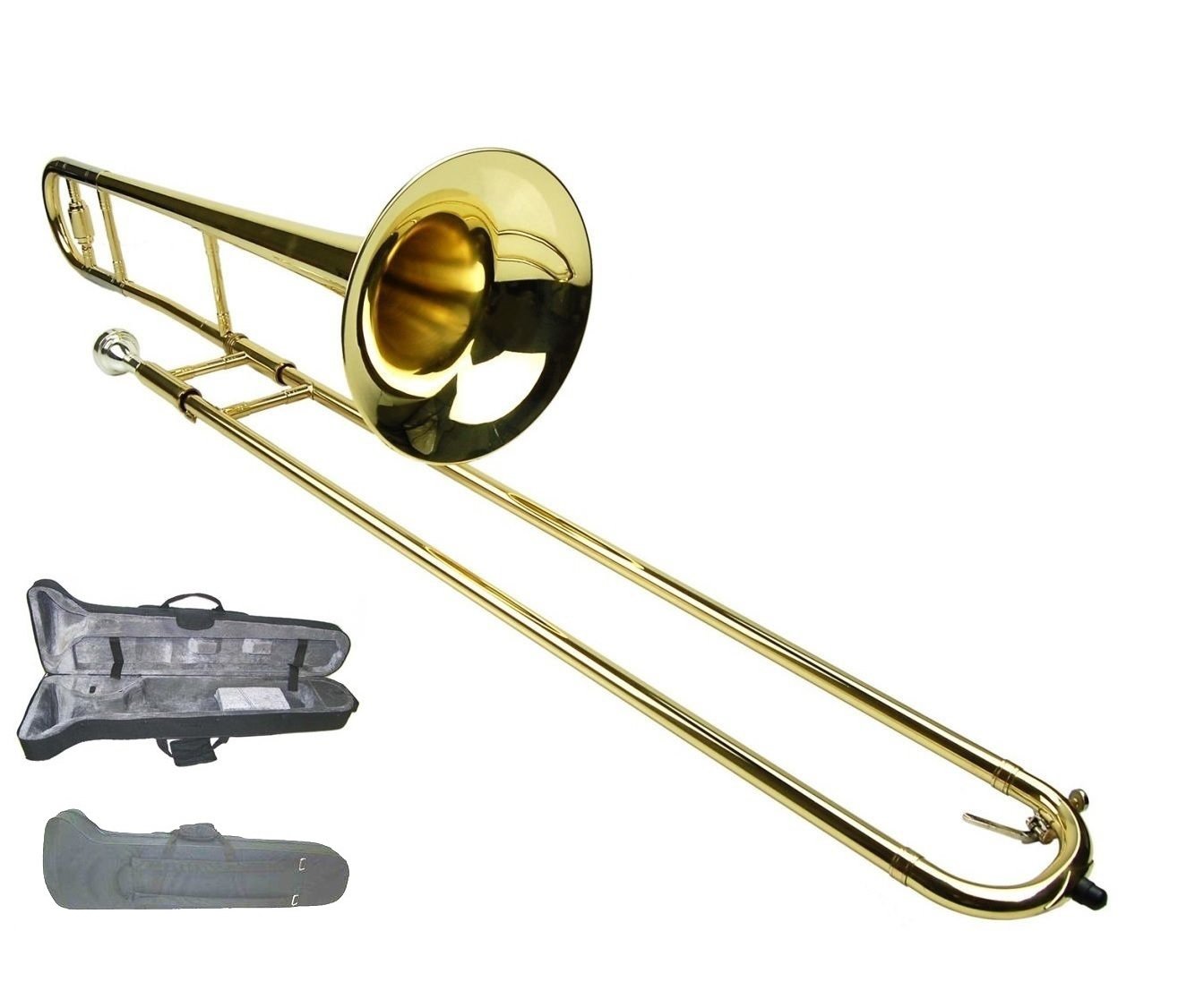 B Flat Gold Brass Slide Trombone with Case