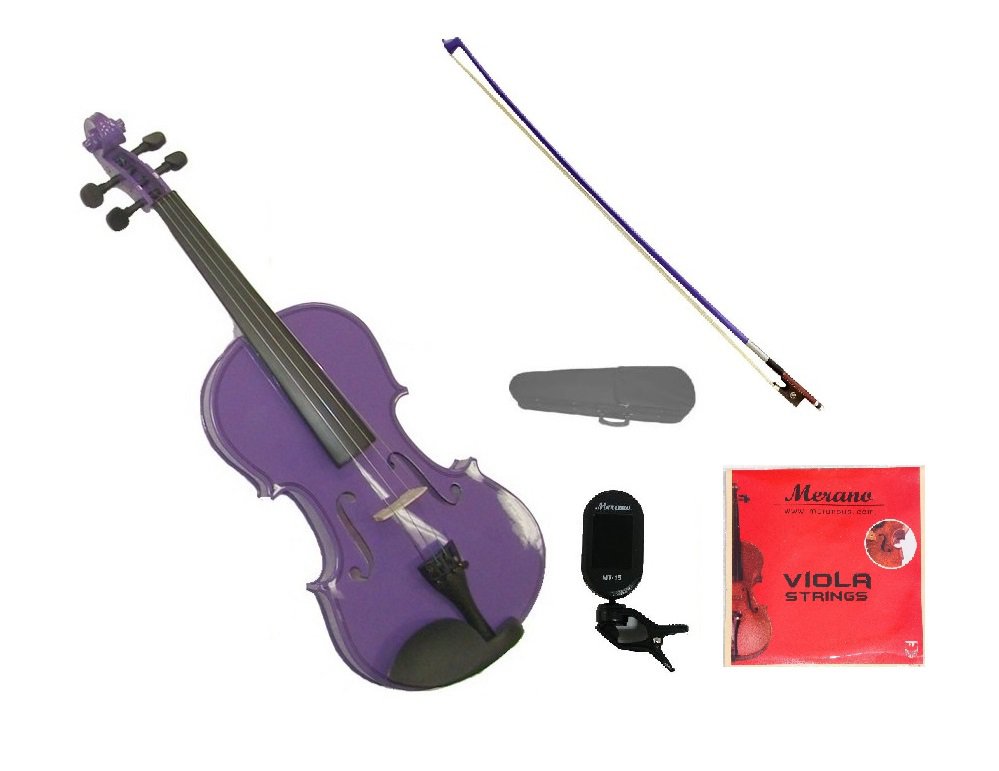Merano 13" Purple Viola,Case,Purple Stick Bow+Rosin+2 Sets Strings ...