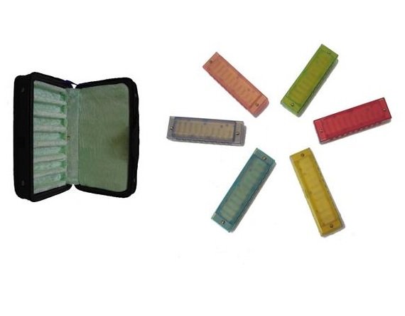Merano 10 holes Harmonica 6 pieces Set + Free Zippered Case