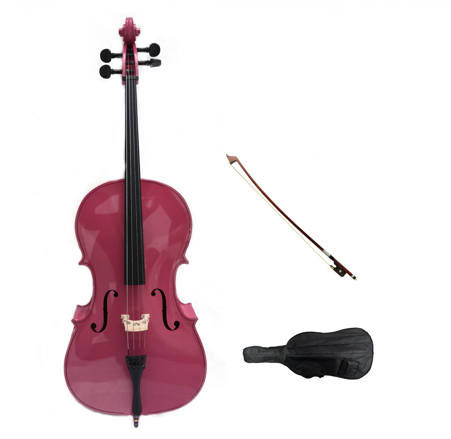 Merano 1/16 Size Pink Cello with Bag and Bow + Free Rosin