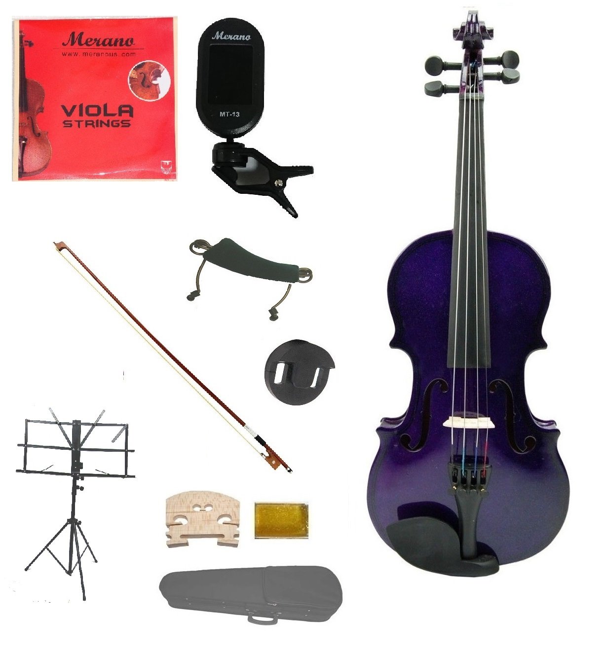 Merano Acoustic 10" PURPLE Student Viola,Case,Bow & Much More