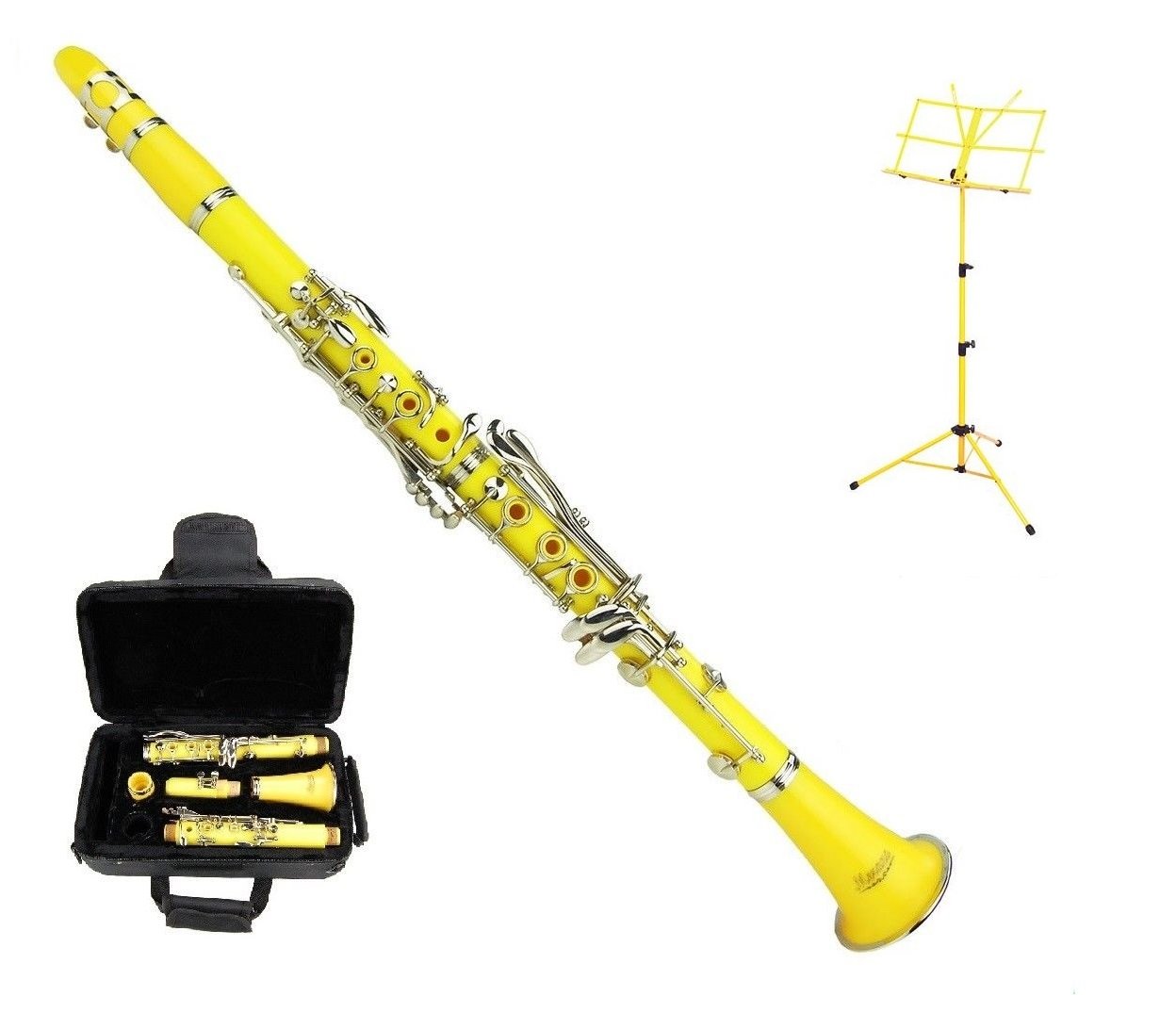MERANO B Flat YELLOW Clarinet with Zippered Carrying Case+Yellow Music ...
