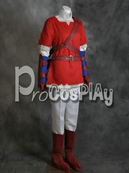 (procosplay)High Quality Legend of Zelda Link Red Cosplay Costume