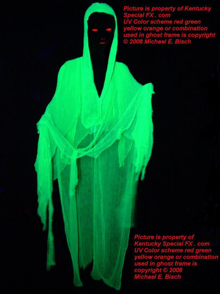 Green Halloween Hanging Ghost Flying Crank Prop Decoration Reactive Glowing